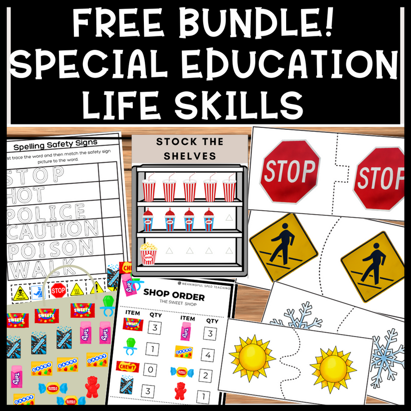 Special Education Vocational Life Skills Printable Activities FREE BUN ...