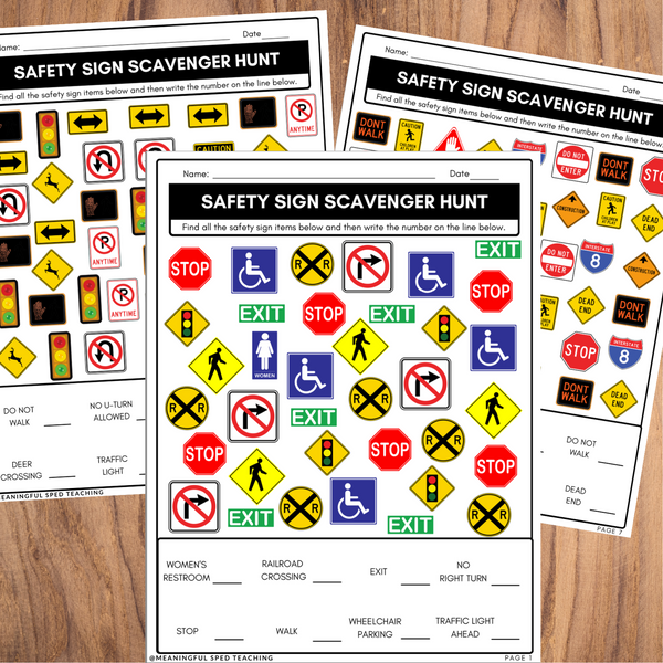 Community Safety Sign Seek and Find Word to Picture – Meaningful Sped ...