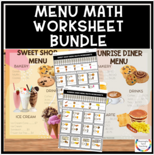 Food Menu Math Money Worksheets Life Skills Printable NO PREP Bundle ...