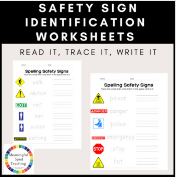 Life Skills Community Safety Signs: Read, Trace and Write – Meaningful ...